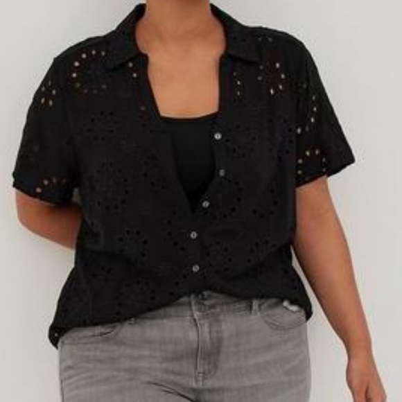 torrid | Tops | Torrid Eyelet Button Down Shirt Black Plus Size 5x | Poshmark